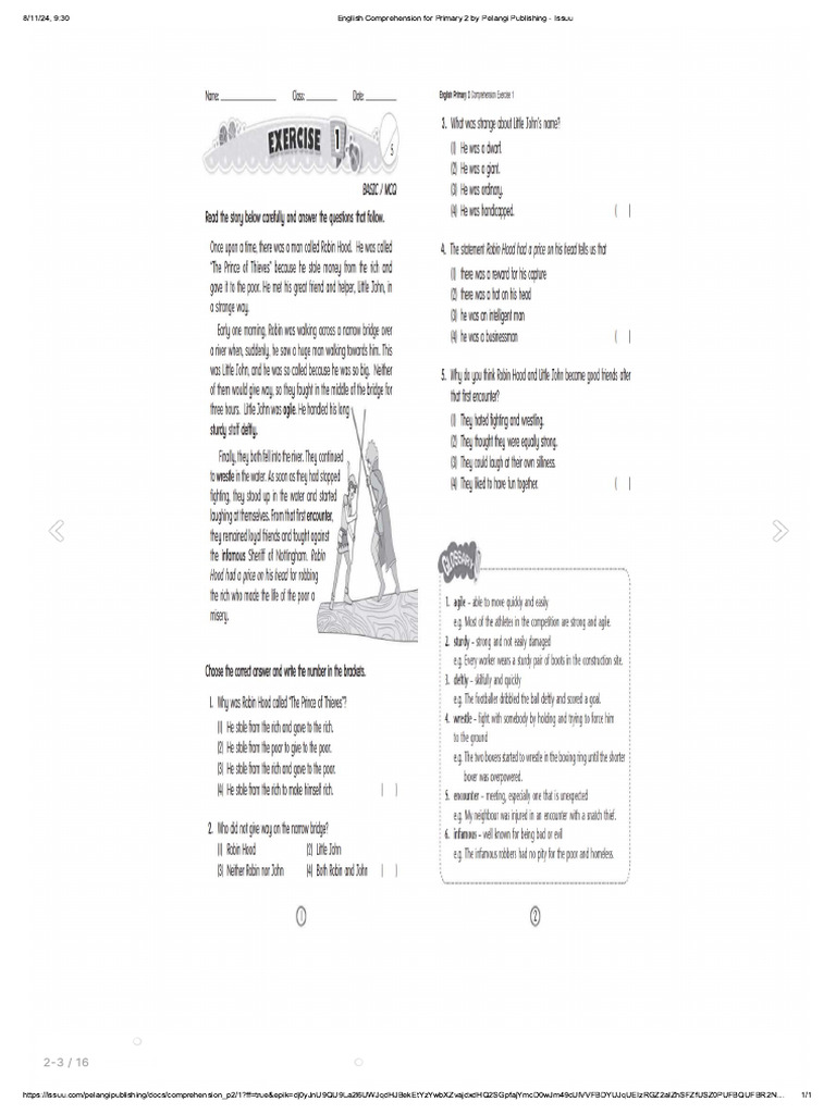 English Comprehension For Primary 2 by Pelangi Publishing - Issuu | PDF