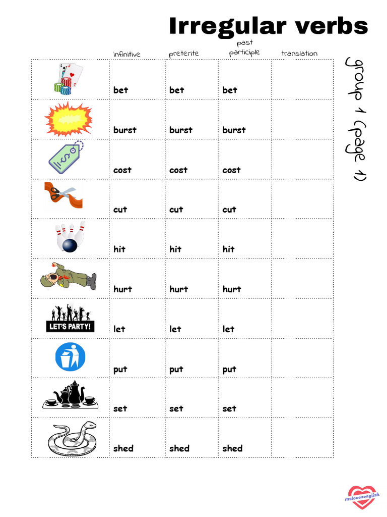 Irregular Verbs: Bet Bet Bet | PDF