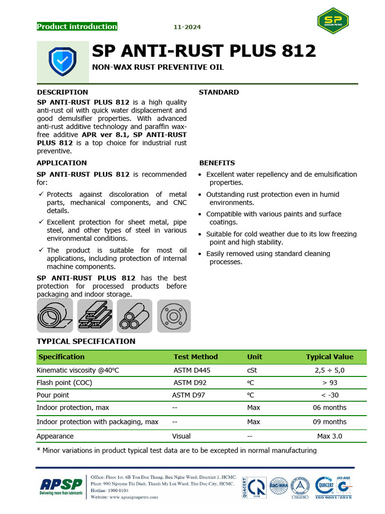 TDS SP Anti-Rust Plus 812 - en 101124 | PDF | Rust | Materials