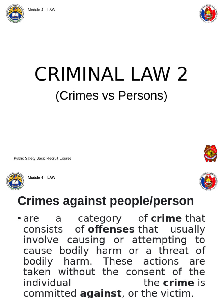Criminal Law II Crime Vs Person | PDF | Murder | Deviance (Sociology)