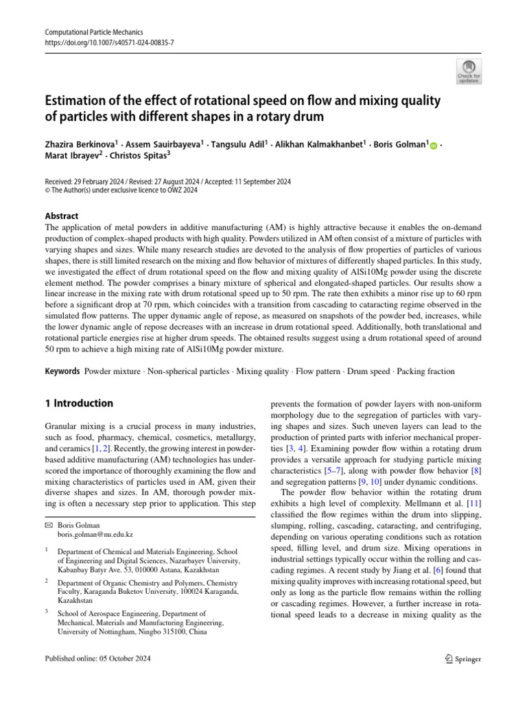 Computational Particle Mechanics 2024 | PDF | Particle | 3 D Printing