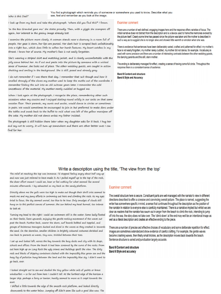 Descriptive Writing Model | PDF