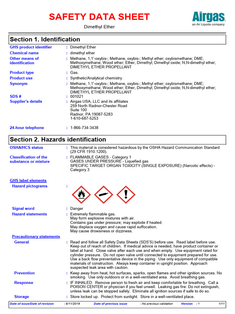 Safety Data Sheet: Section 1. Identification | PDF | Personal ...