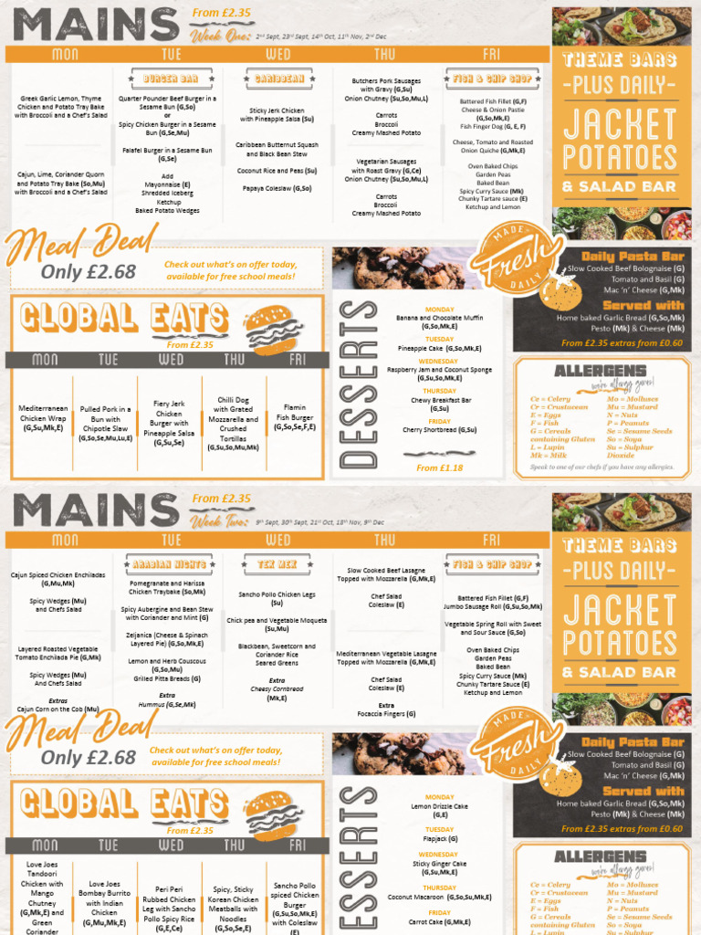 Lunch Menu Autumn 2024 | PDF | Thai Cuisine | Hamburgers