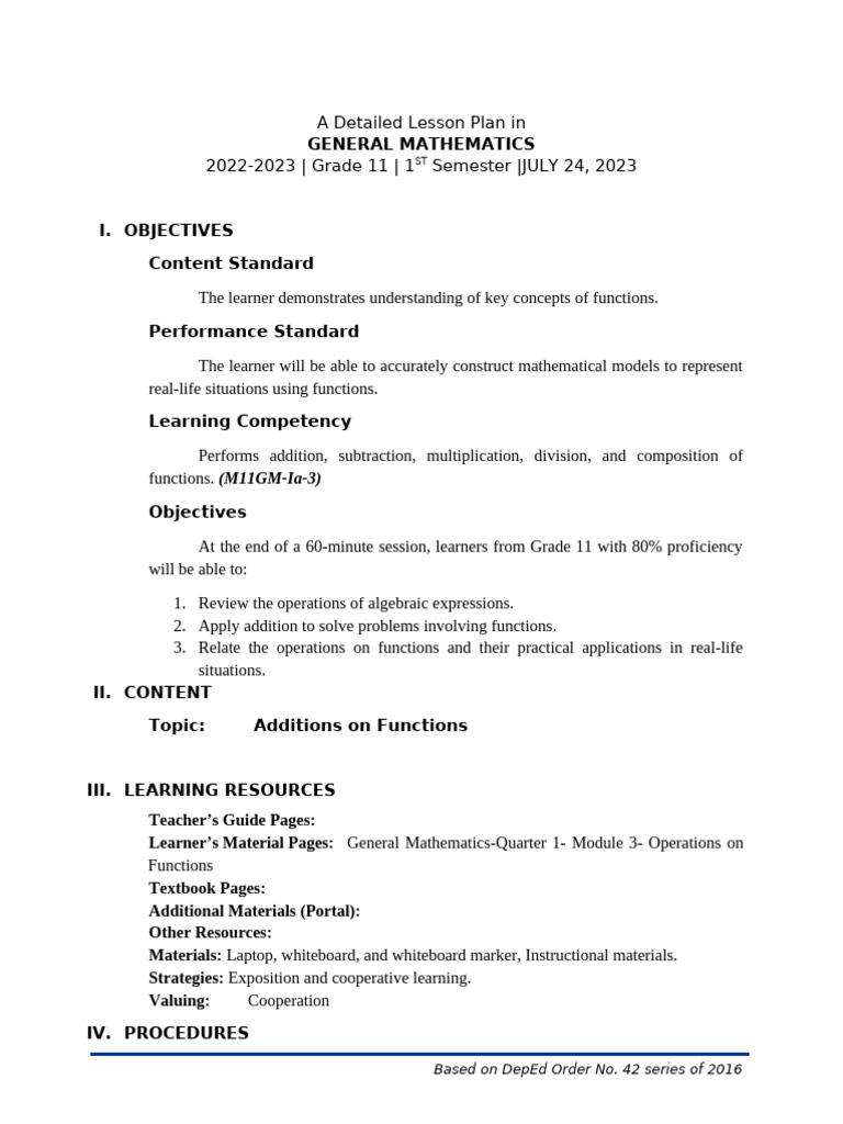 DLP Demo Teaching Addition On Functions. | PDF | Learning | Function (Mathematics)