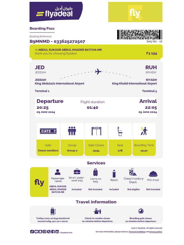 Flyadeal Boarding Pass Details | PDF