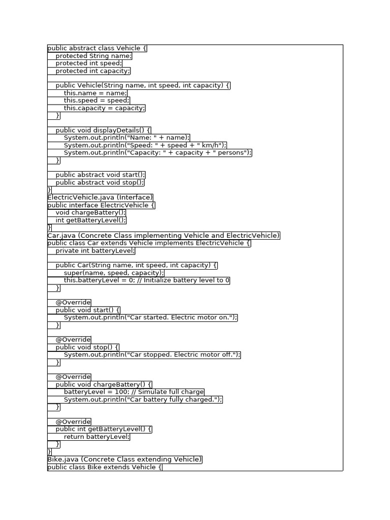 Java Vehicle Classes and Interfaces | PDF | Method (Computer ...