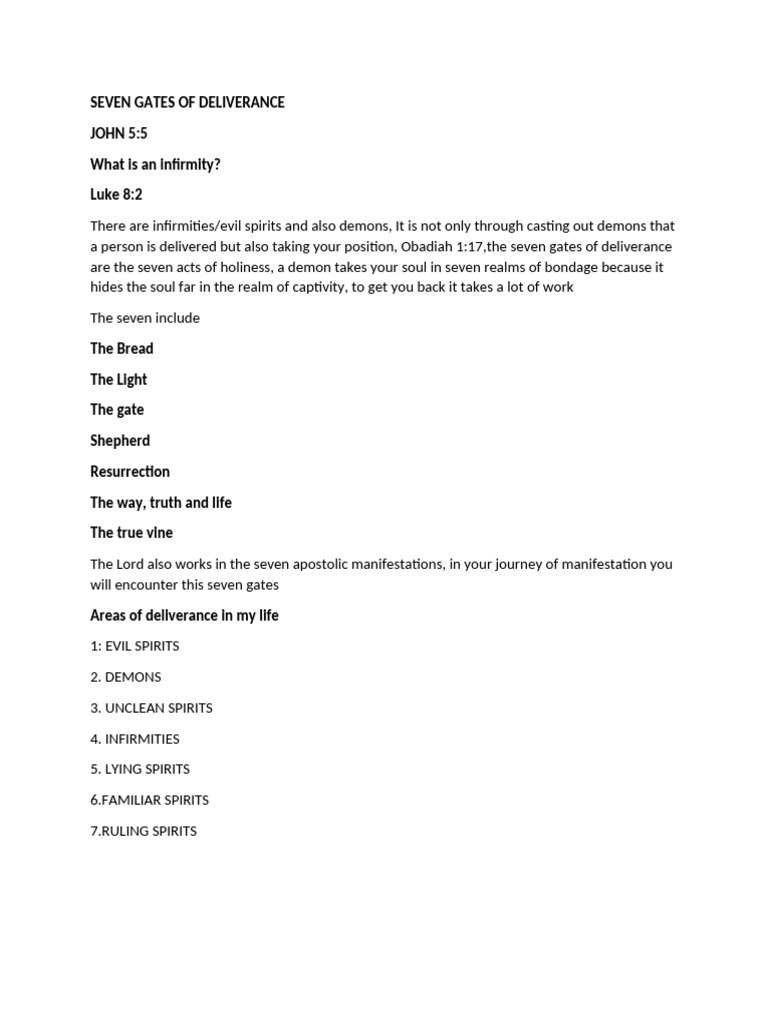 Seven Gates of Deliverance Explained | PDF