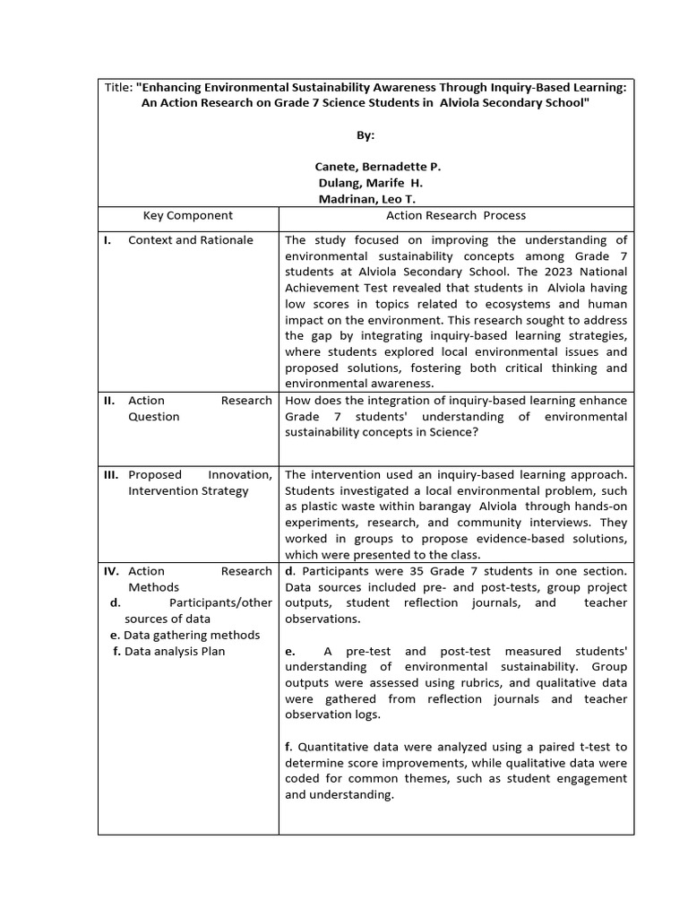 Inquiry-Based Learning for Sustainability | PDF | Inquiry Based ...