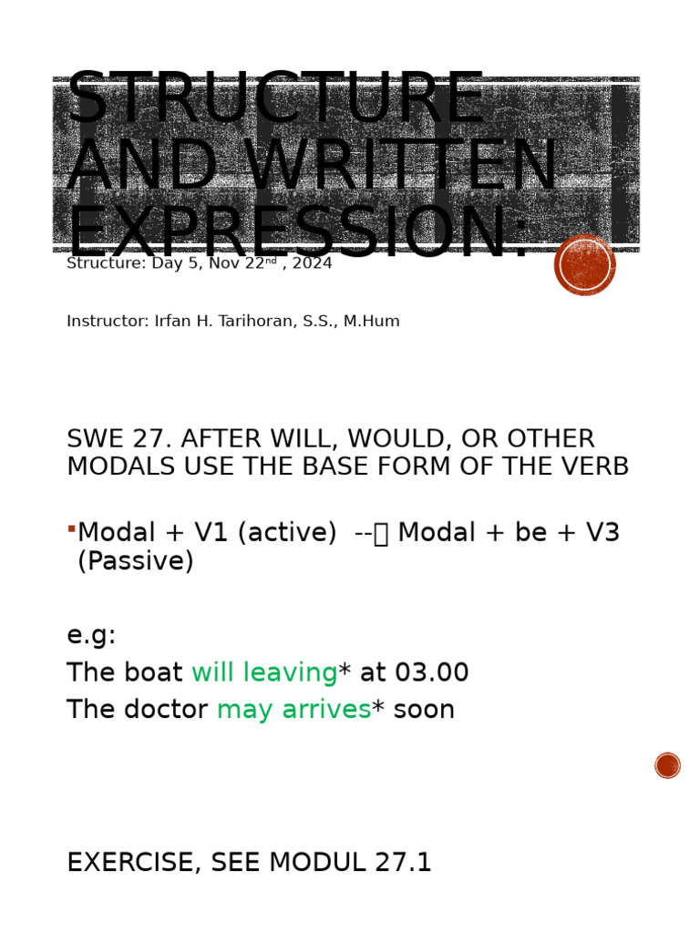 Structure and Written Expression-Day 5 | PDF | Language Arts & Discipline