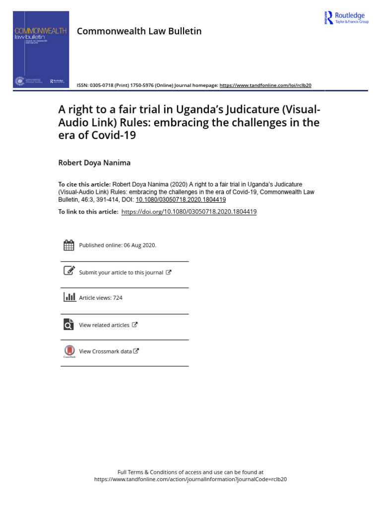 A Right To A Fair Trial in Uganda S Judicature | PDF | Right To A Fair ...
