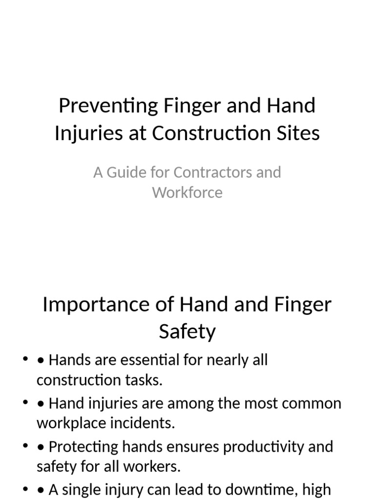 Finger and Hand Injury Prevention | PDF | Personal Protective Equipment ...