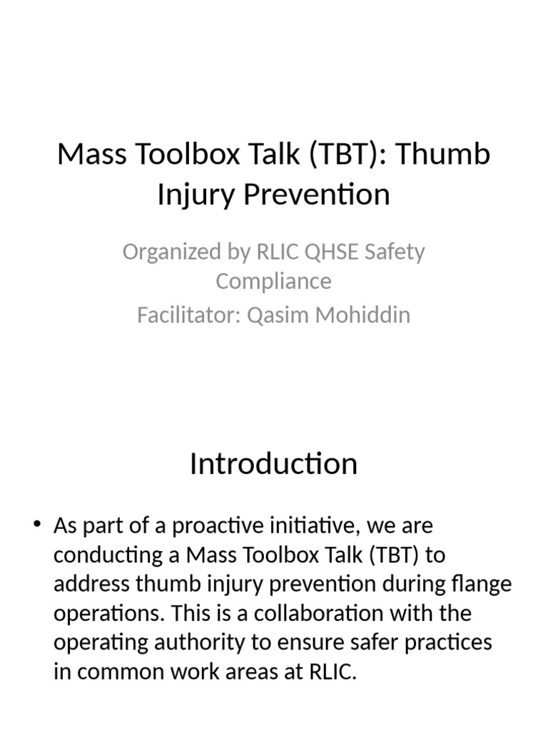 Mass TBT Thumb Injury Prevention | PDF | Personal Protective Equipment | Occupational Safety And ...