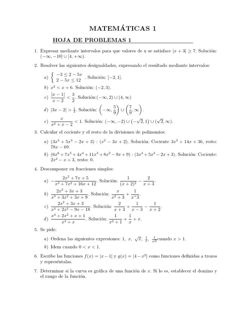 Hoja1 2023 | PDF | Análisis matemático | Matemáticas