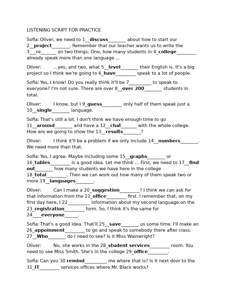 Listening Script For Practic1 | PDF