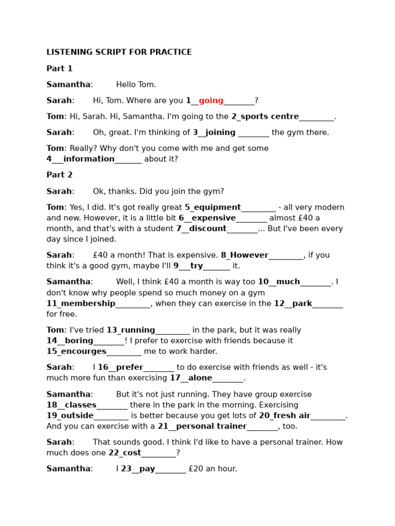 Listening Script For Practice | PDF