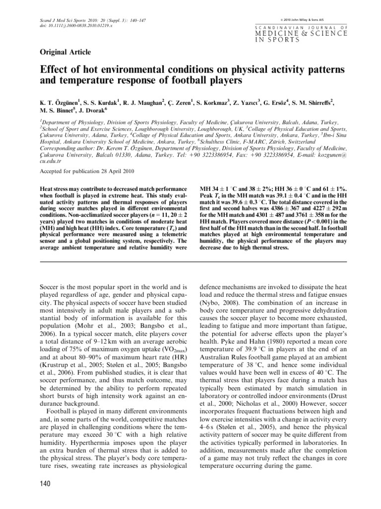 2010 - Effect of Hot Environmental Conditions On Physical Activity ...