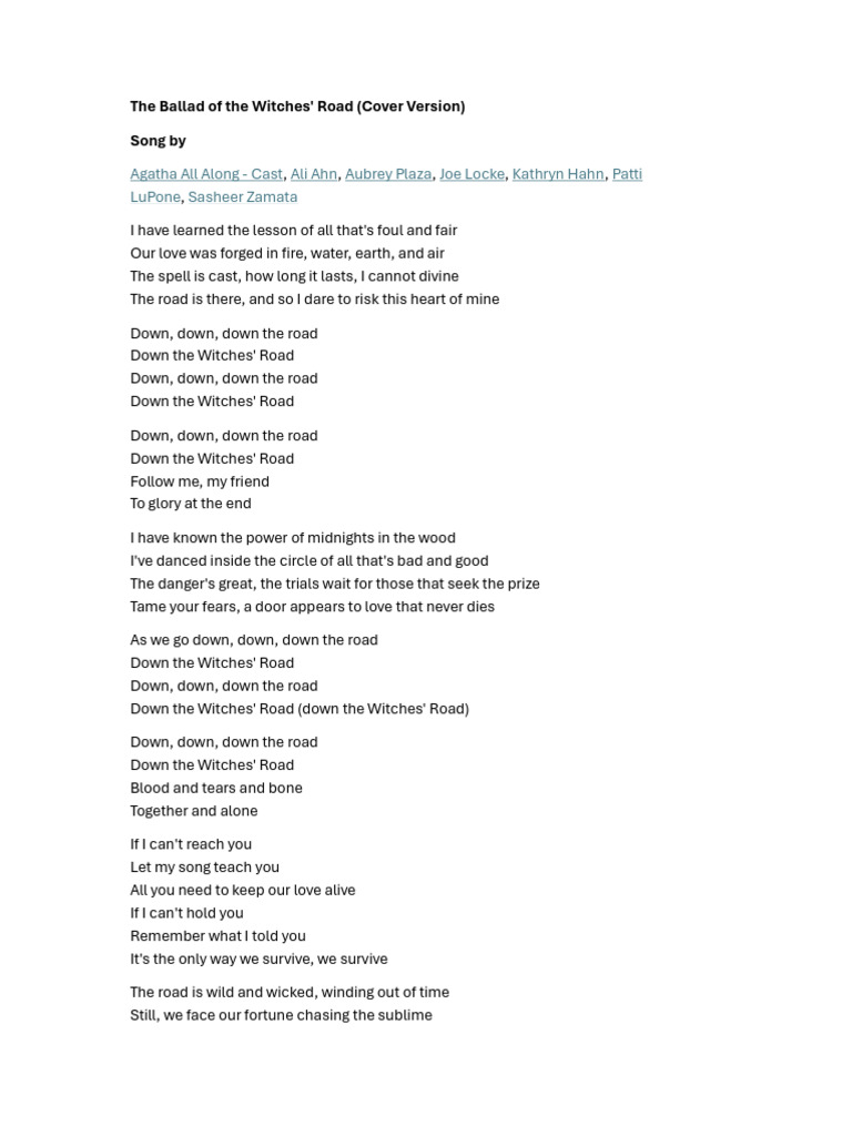 Ballad of The Witches Road | PDF | Classics