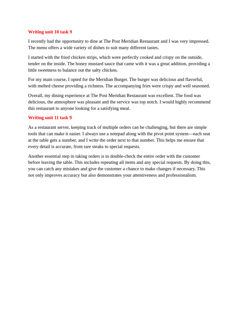 Writing Unit 10,11 Task 9 | PDF