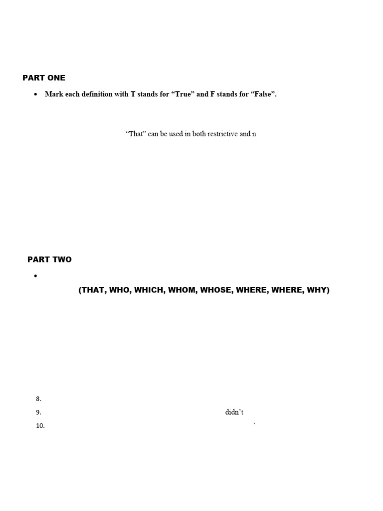 Adv One Adjective Clause Quiz | PDF | Pronoun | Adjective