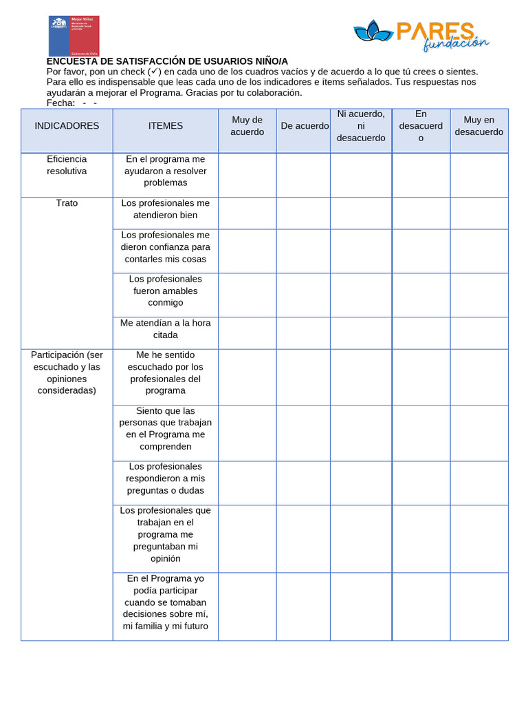20.encuesta Satisfaccion Nna Dam Pares | PDF