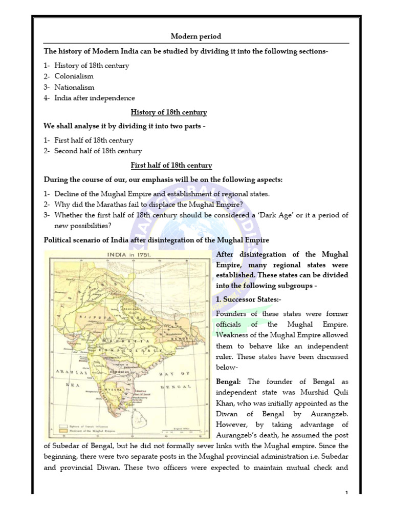 Modern History - History of 18th Century Notes | PDF