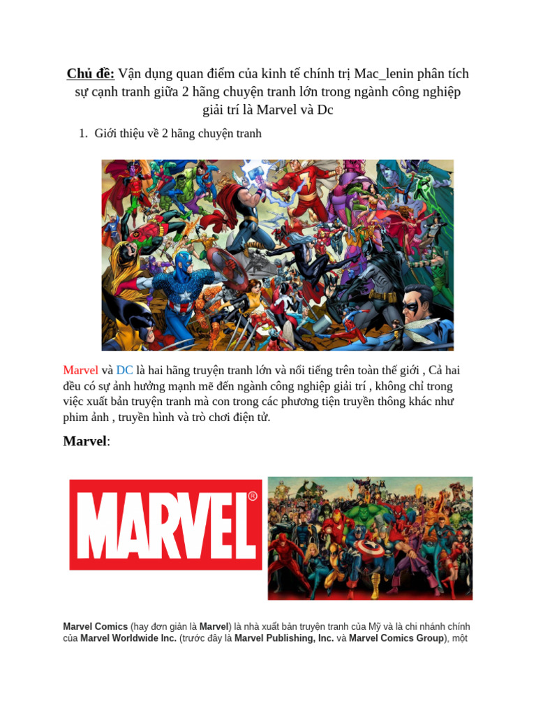 C NH Tranh Marvel Và DC | PDF