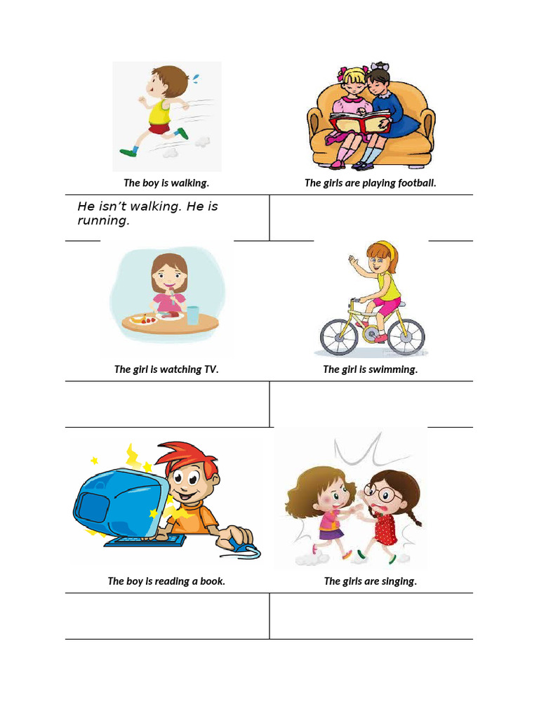 Present Continuous and Picture Description Exercises 144252 | PDF ...