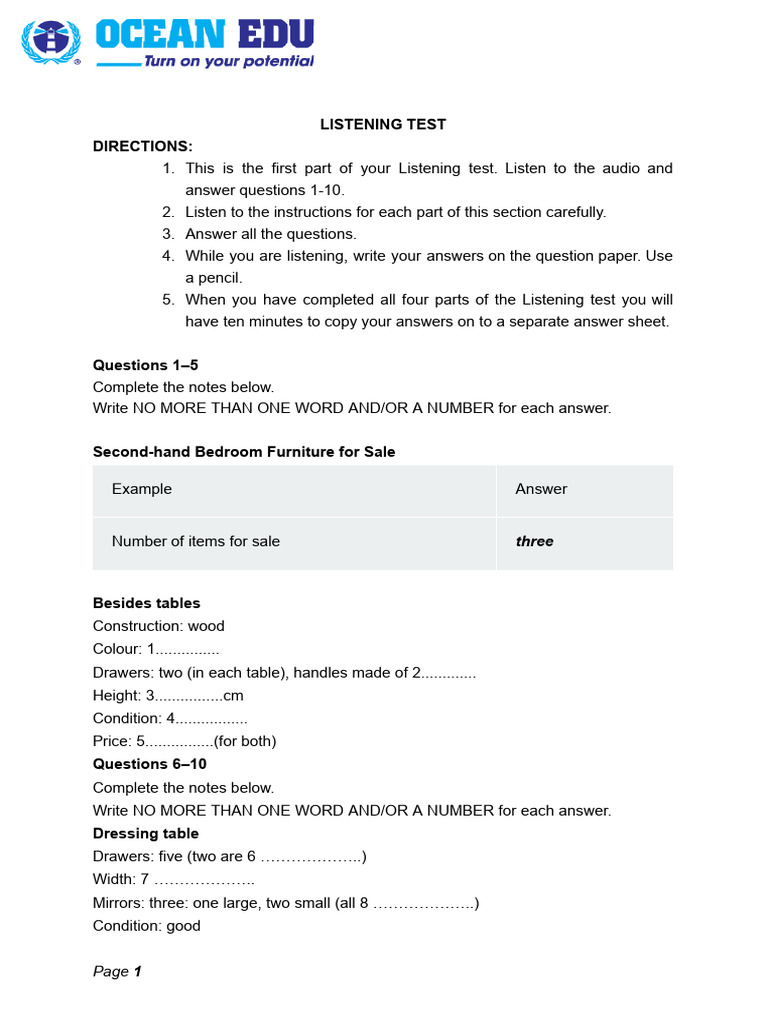 IELTS Listening Test Instructions | PDF | Fertilizer | Agriculture