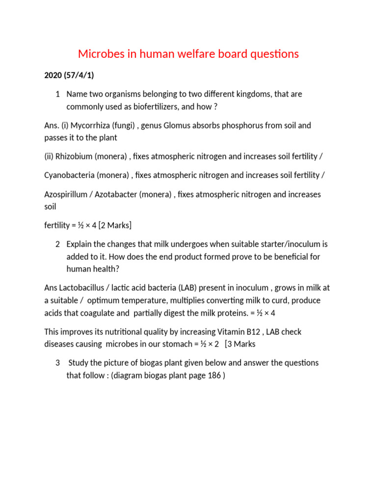 Microbes in Human Welfare: Board Q&A | PDF | Anaerobic Digestion ...