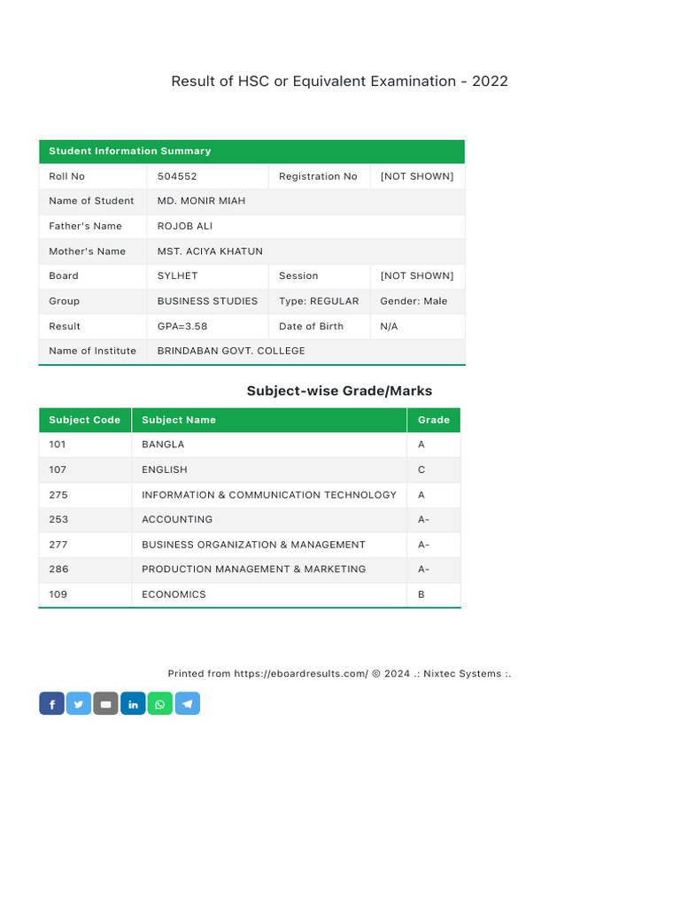 View Result (Click Here) - Education Board Results of Bangladesh | PDF