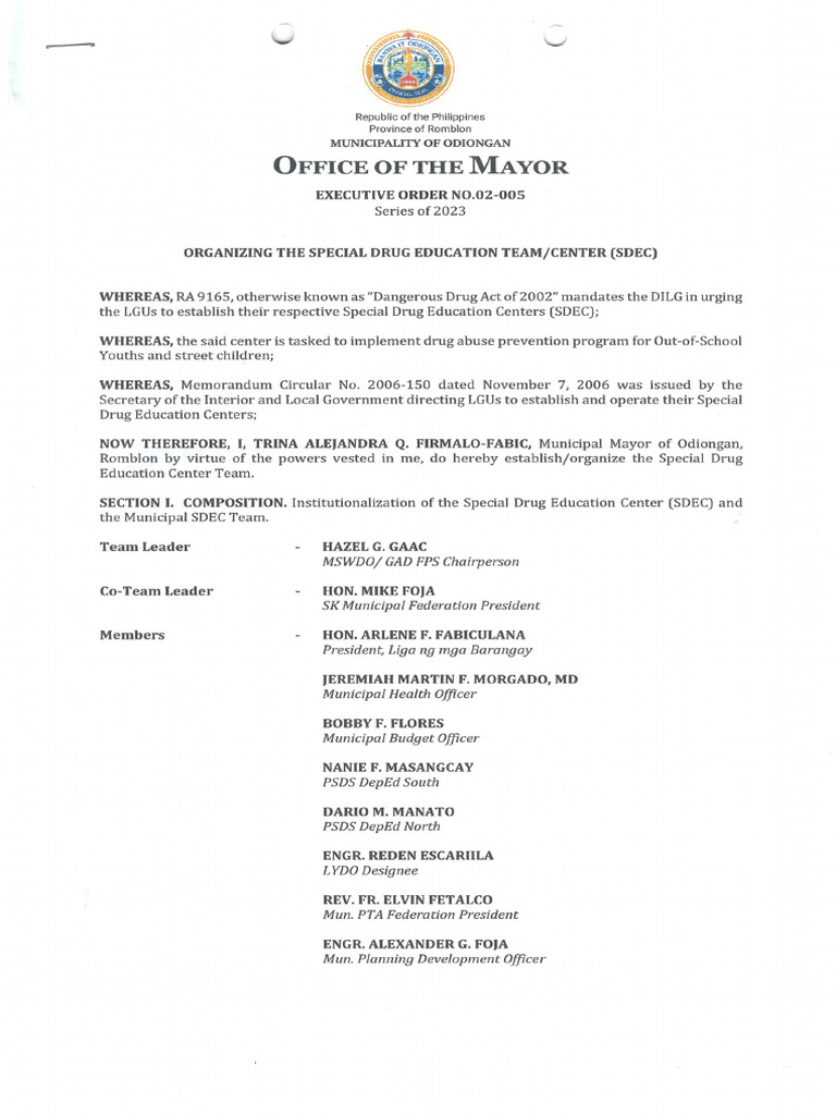 Organizing The Special Drug Education Teamcenter Sdec | PDF