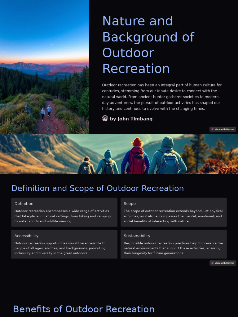 Nature and Background of Outdoor Recreation | PDF | Outdoor Recreation ...