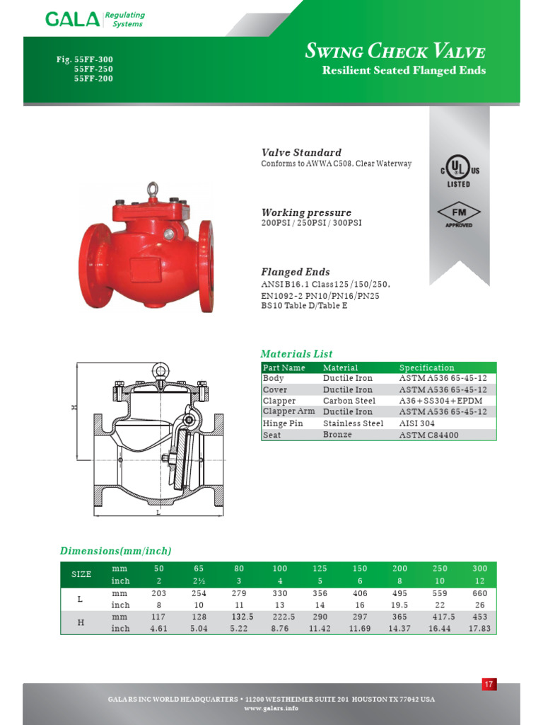 Gala Check Vavle 300 Psi Flanged | PDF | Building Materials | Iron