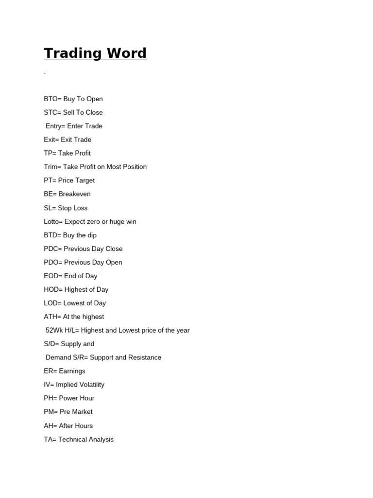 Trading Terminology | PDF