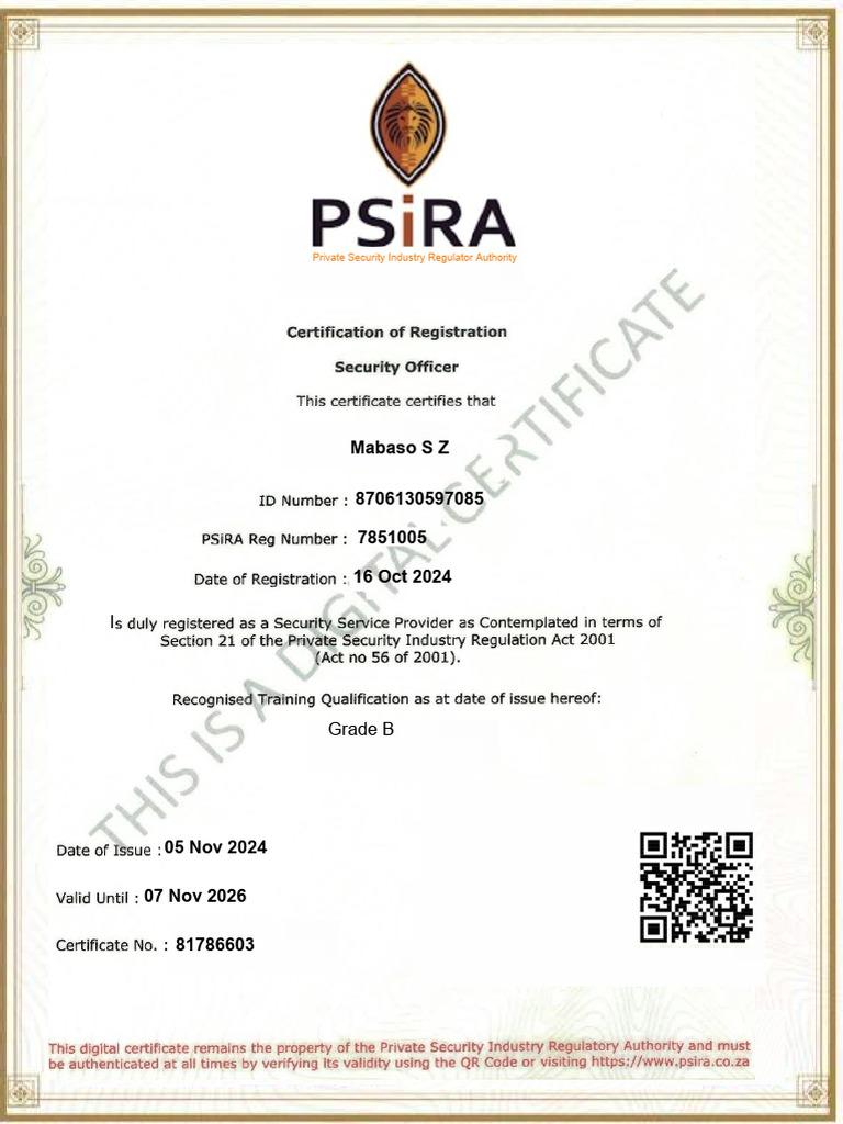PSIRA | PDF