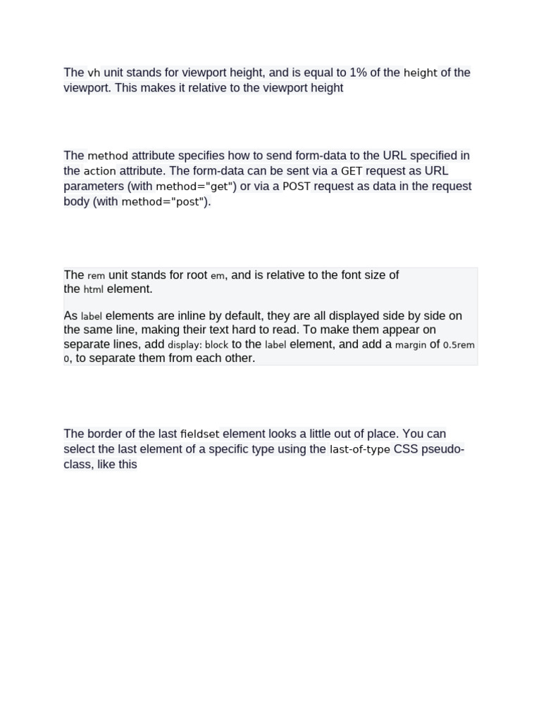 VH Height: Rem em HTML Label Display: Block Label Margin 0.5rem 0 | PDF