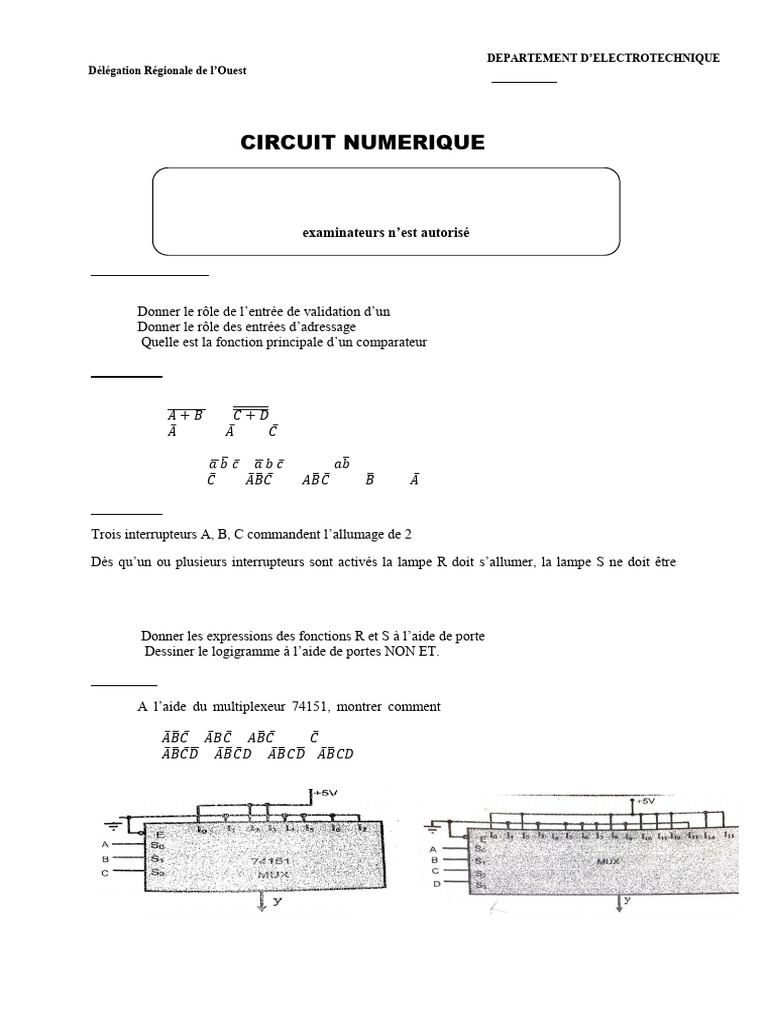 Circuit Numérique Trimestre1 | PDF