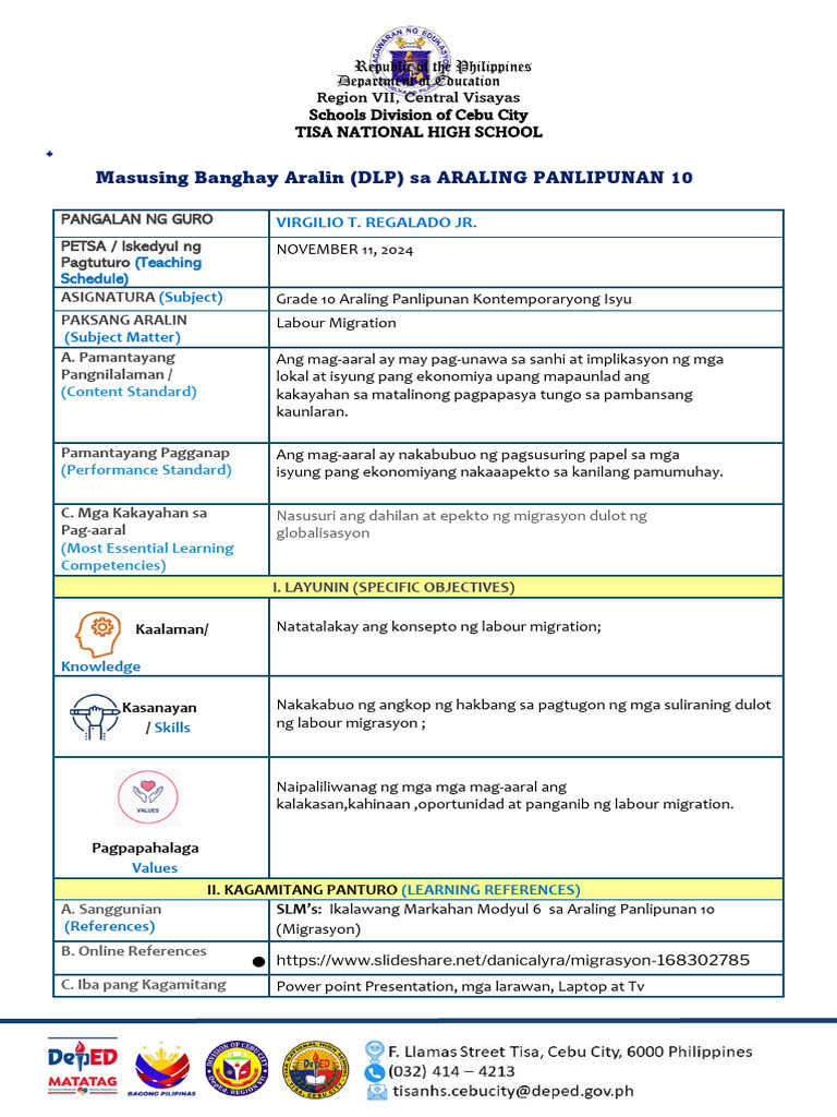 SAMPLE DLP - CO Template - 2024 FINAL COPY 2ND | PDF
