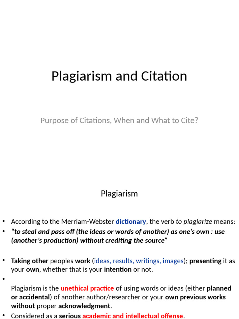 Plagiarism and Citation | PDF | Plagiarism | Citation
