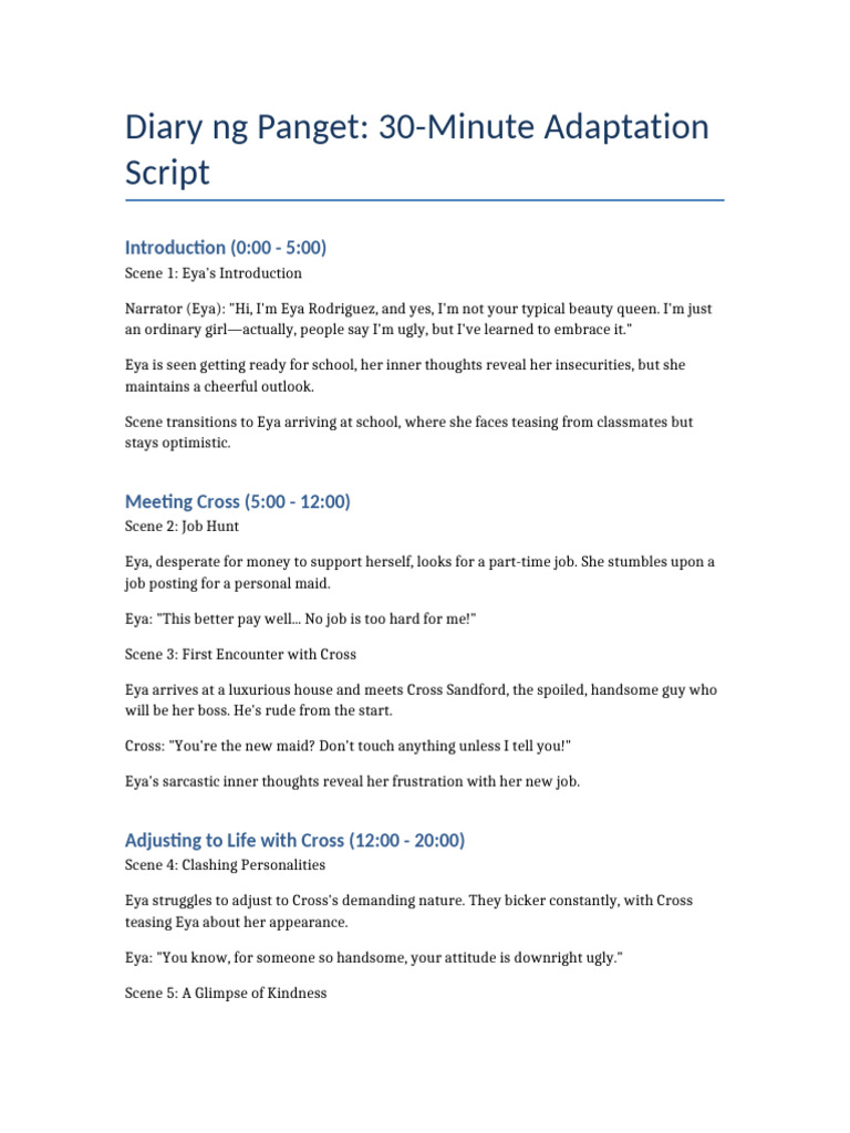 Diary NG Panget Adaptation Script | PDF | Self-Improvement | General Fiction