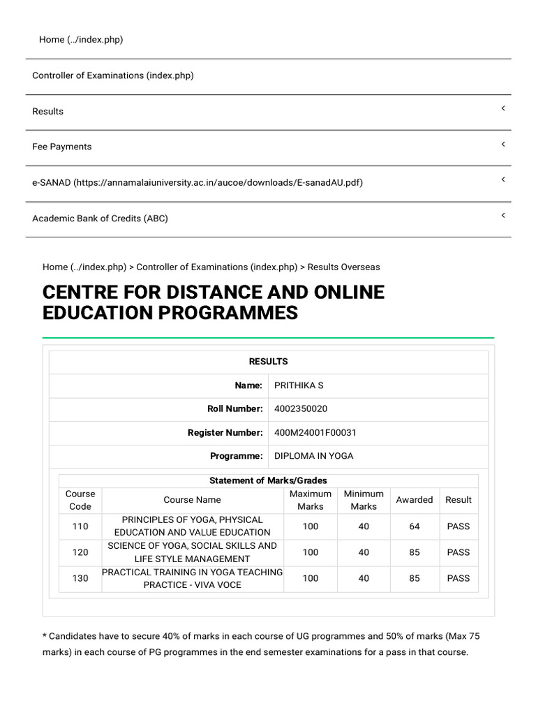 Annamalai University | PDF | Educational Stages