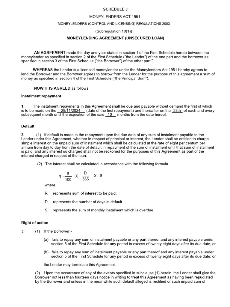 Unsecured Loan Agreement Template | PDF | Loans | Monetary Economics