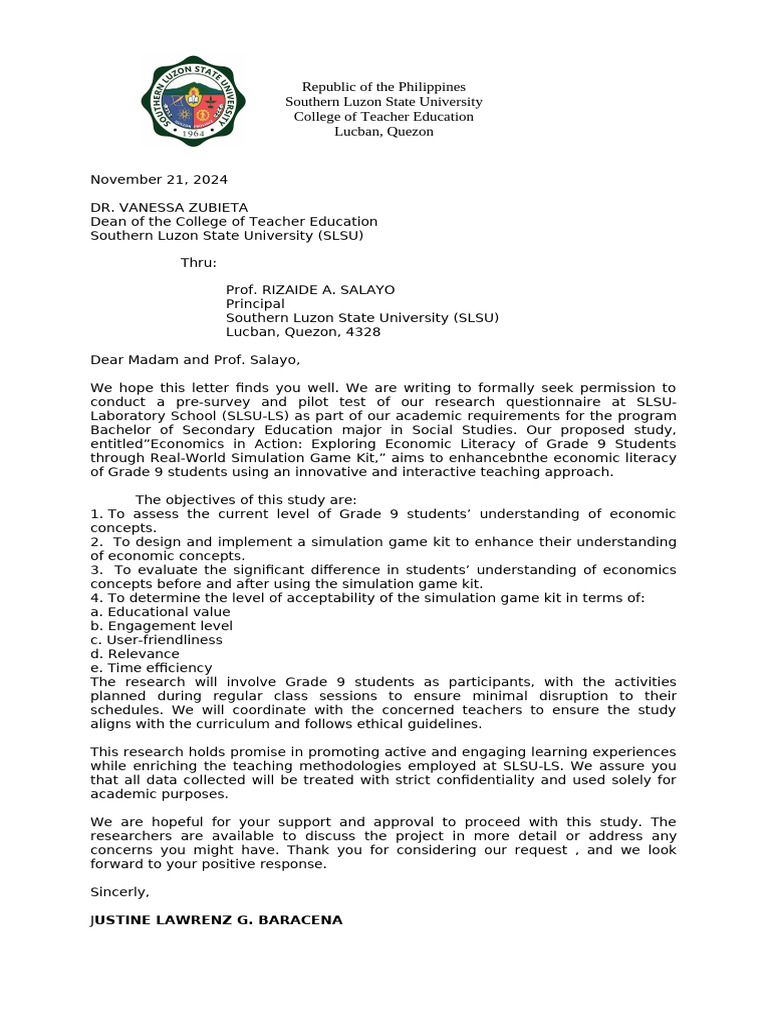 Letter Labhigh | PDF | Simulation | Teacher Education