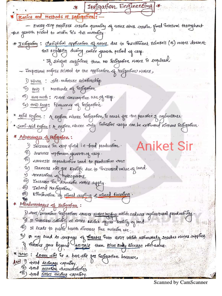 Irrigation Topper Notes Short Revision QR | PDF