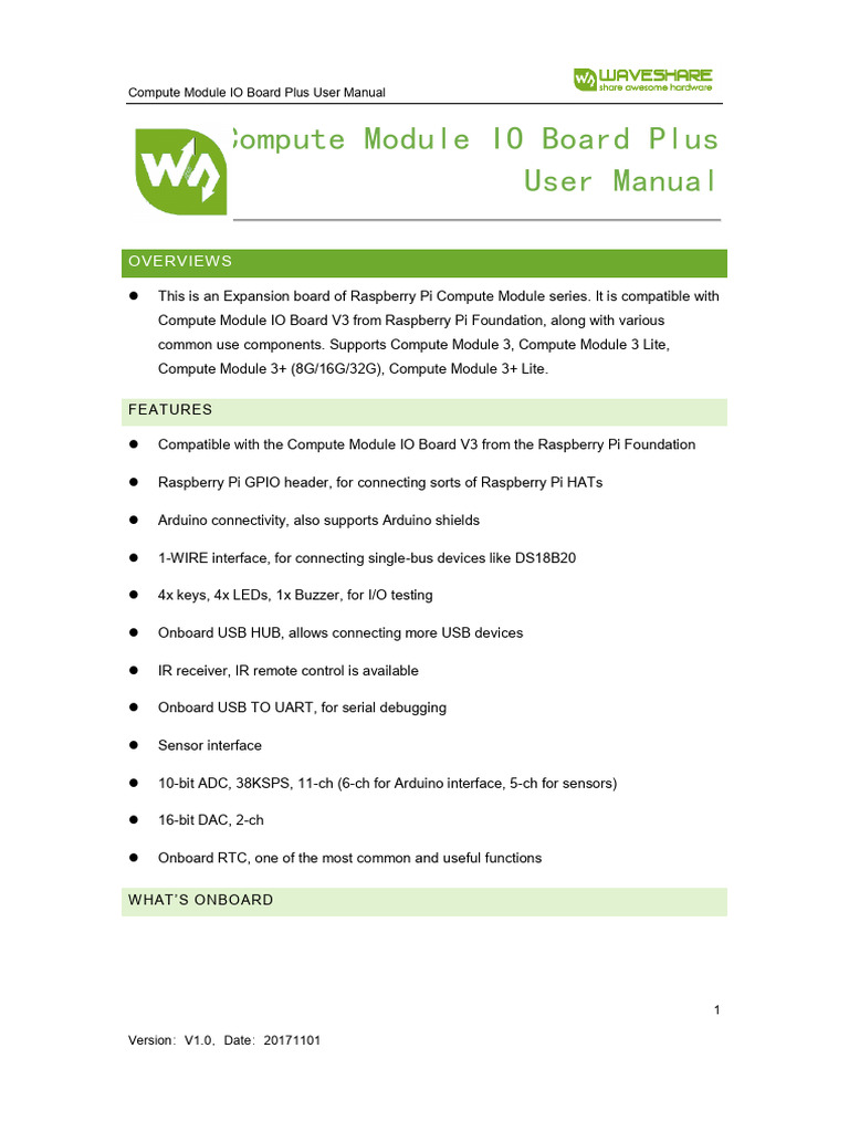 Compute Module IO Board PLUS User Manual EN | PDF | Raspberry Pi | Installation (Computer Programs)