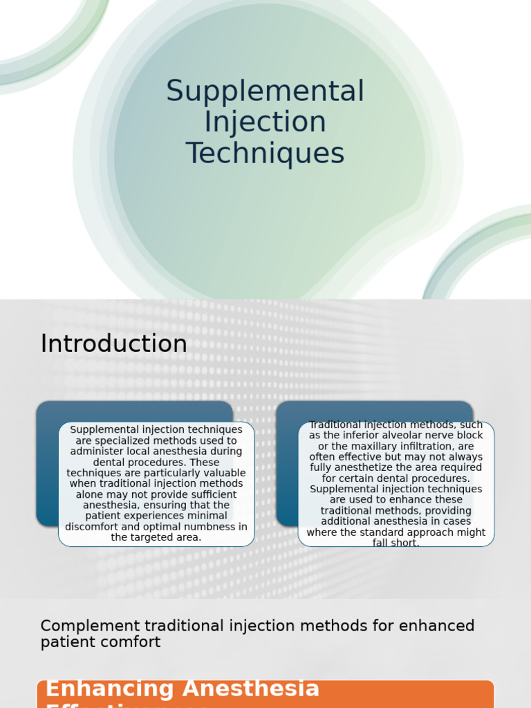 Supplemental Injection Techniques | PDF | Anesthesia | Human Tooth