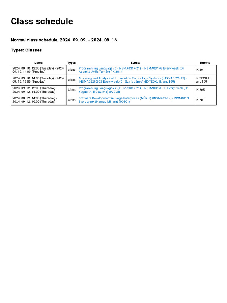 2024 Class Schedule: Programming & IT | PDF | Art | Computers