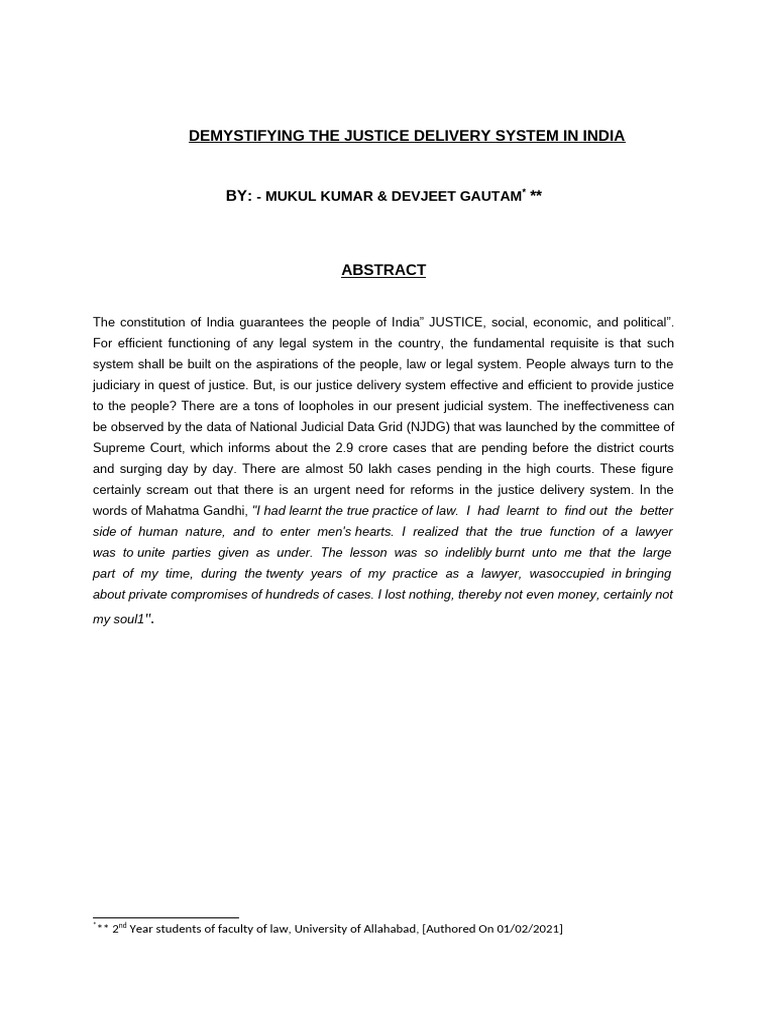 Demystifying The Justice Delivery System in India | PDF | Justice ...