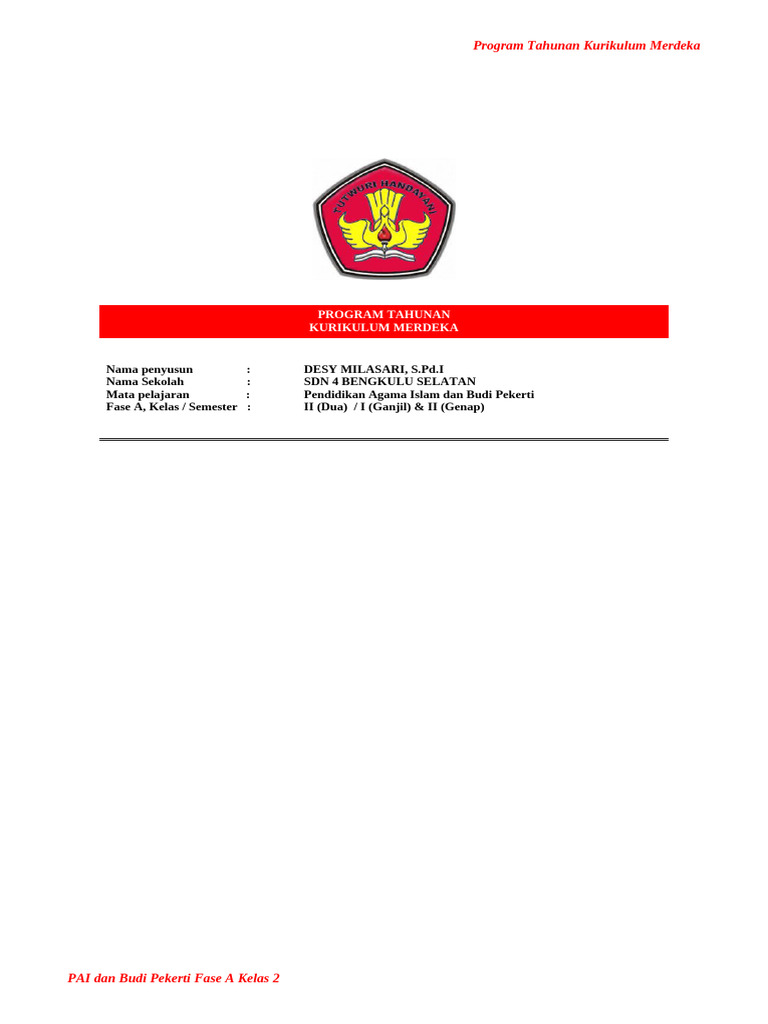 Prota Pai BP Kelas 2 | PDF